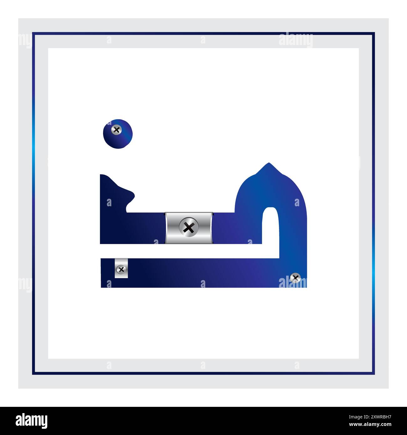 Arabic Kufic Typography A-Z Blue and Silver Alphabet Set with long ...