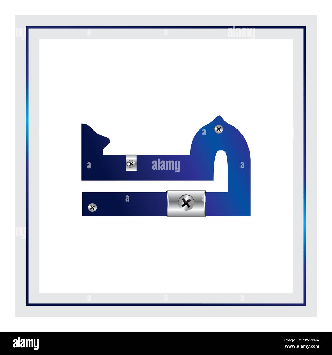 Arabic Kufic Typography A-Z Blue and Silver Alphabet Set with long ...