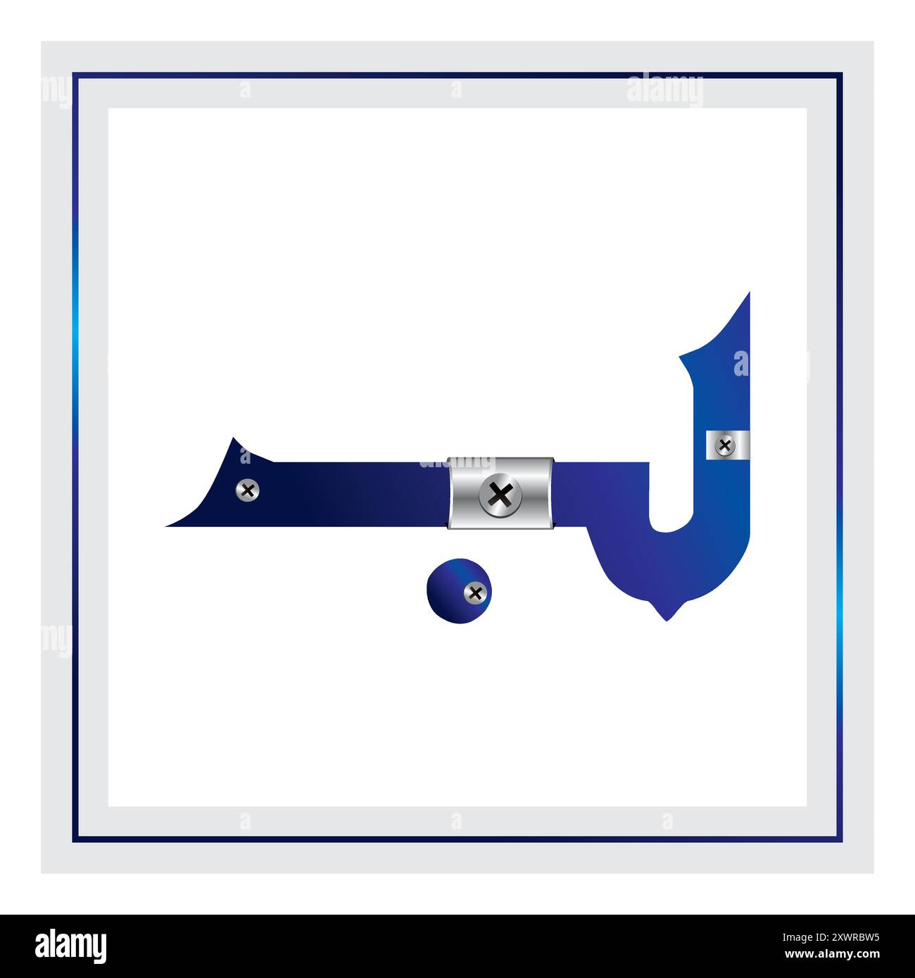 Arabic Kufic Typography A-Z Blue and Silver Alphabet Set with long ...