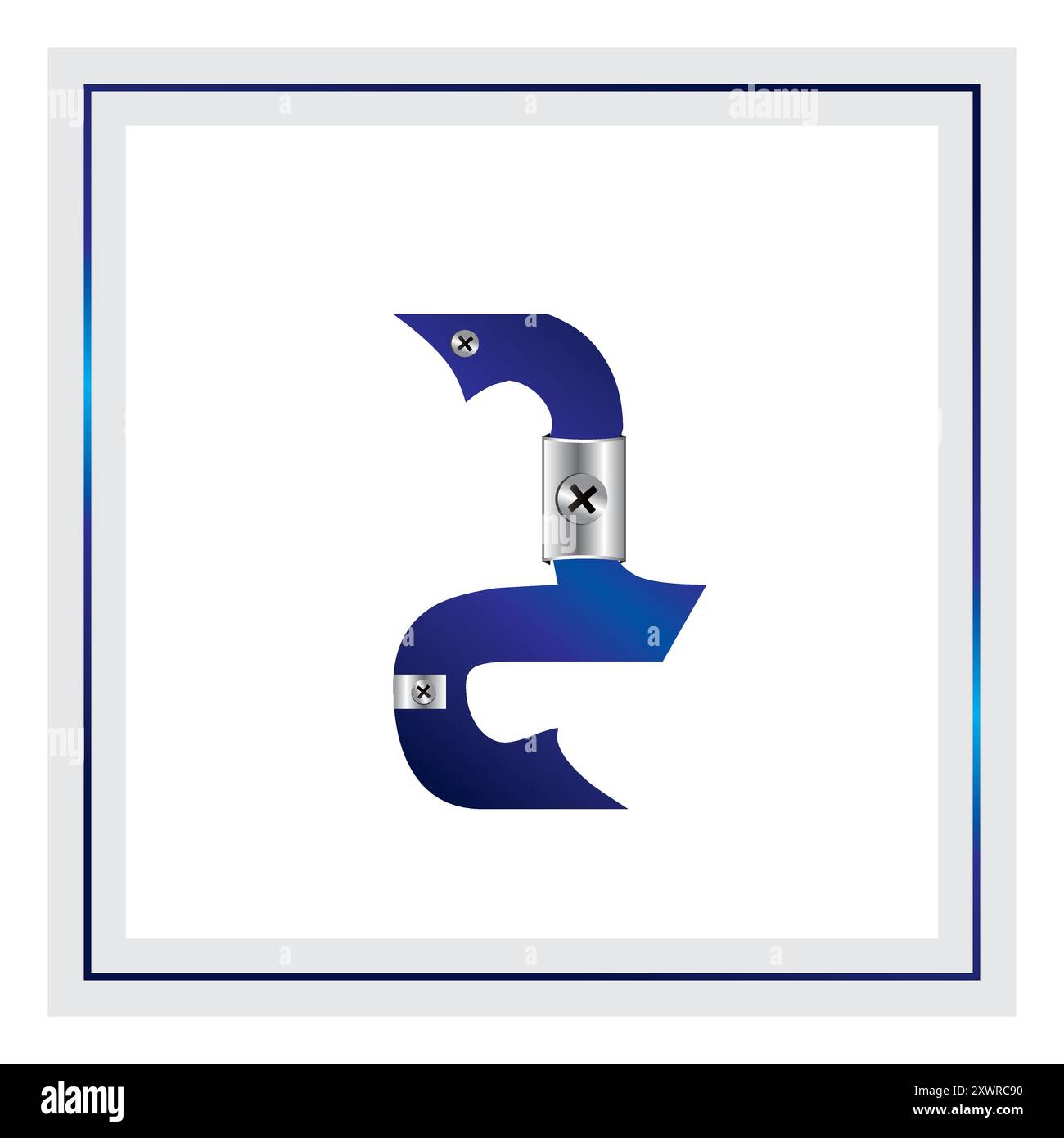 Arabic Kufic Typography A-Z Blue and Silver Alphabet Set with long ...