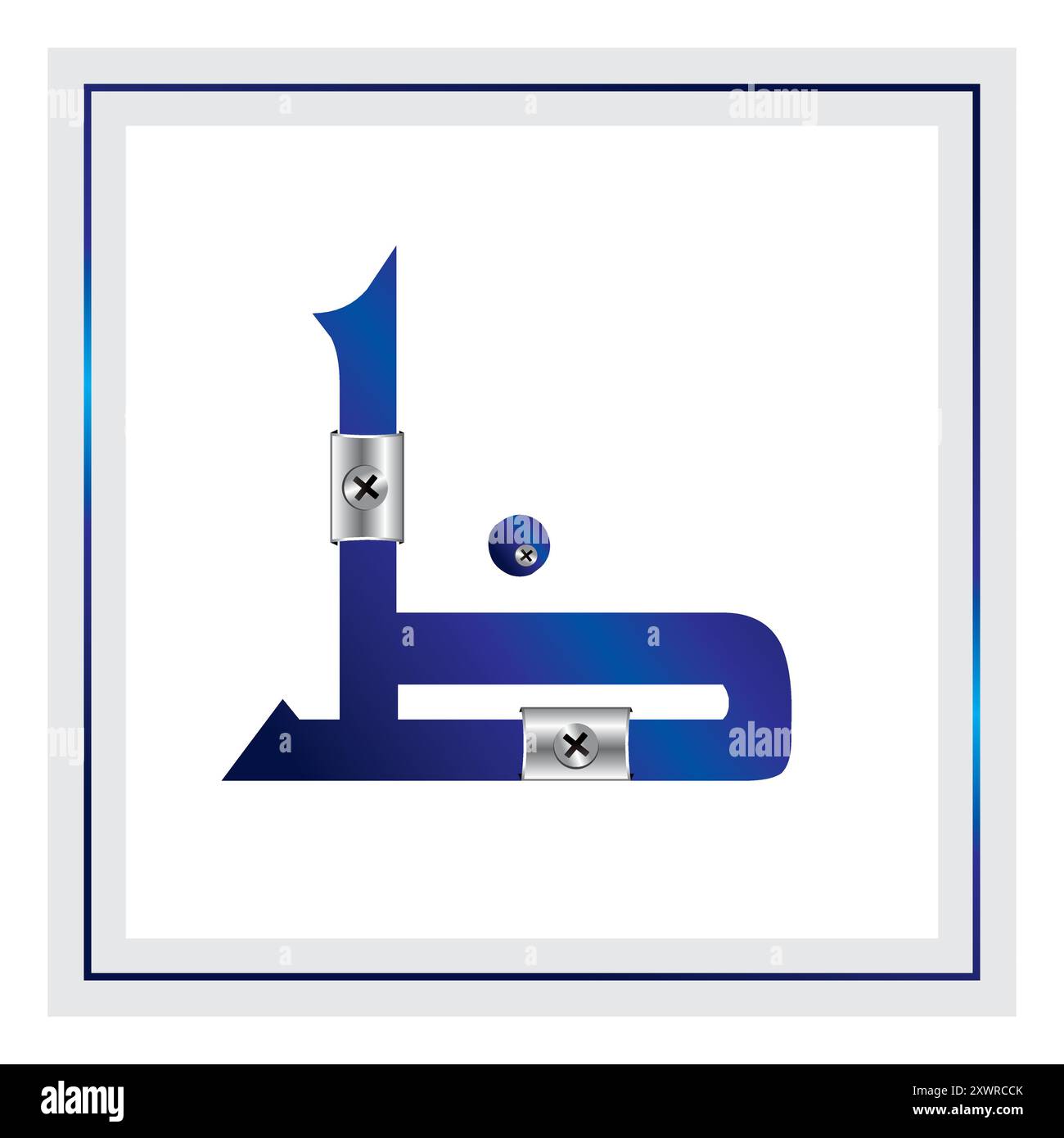 Arabic Kufic Typography A-Z Blue and Silver Alphabet Set with long ...