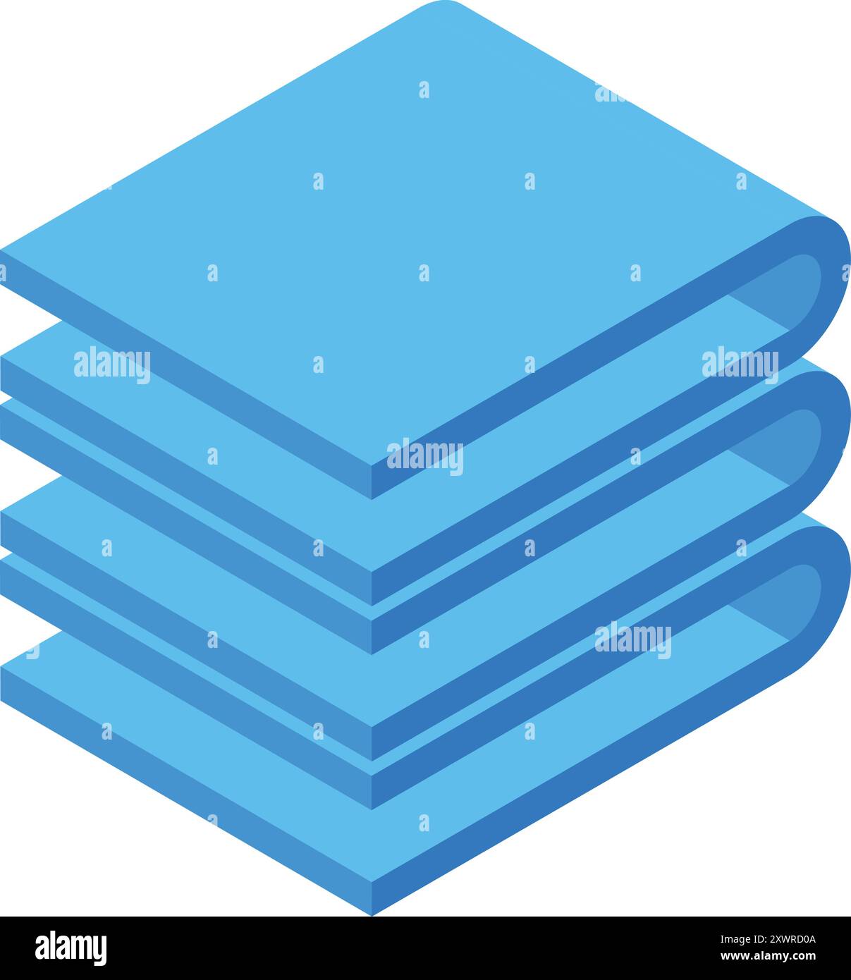 Blue layers of fabric are stacked and folded, representing textiles ...