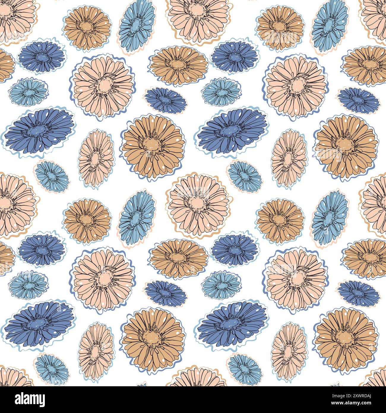 Set botanical line seamless Stock Vector Images - Alamy