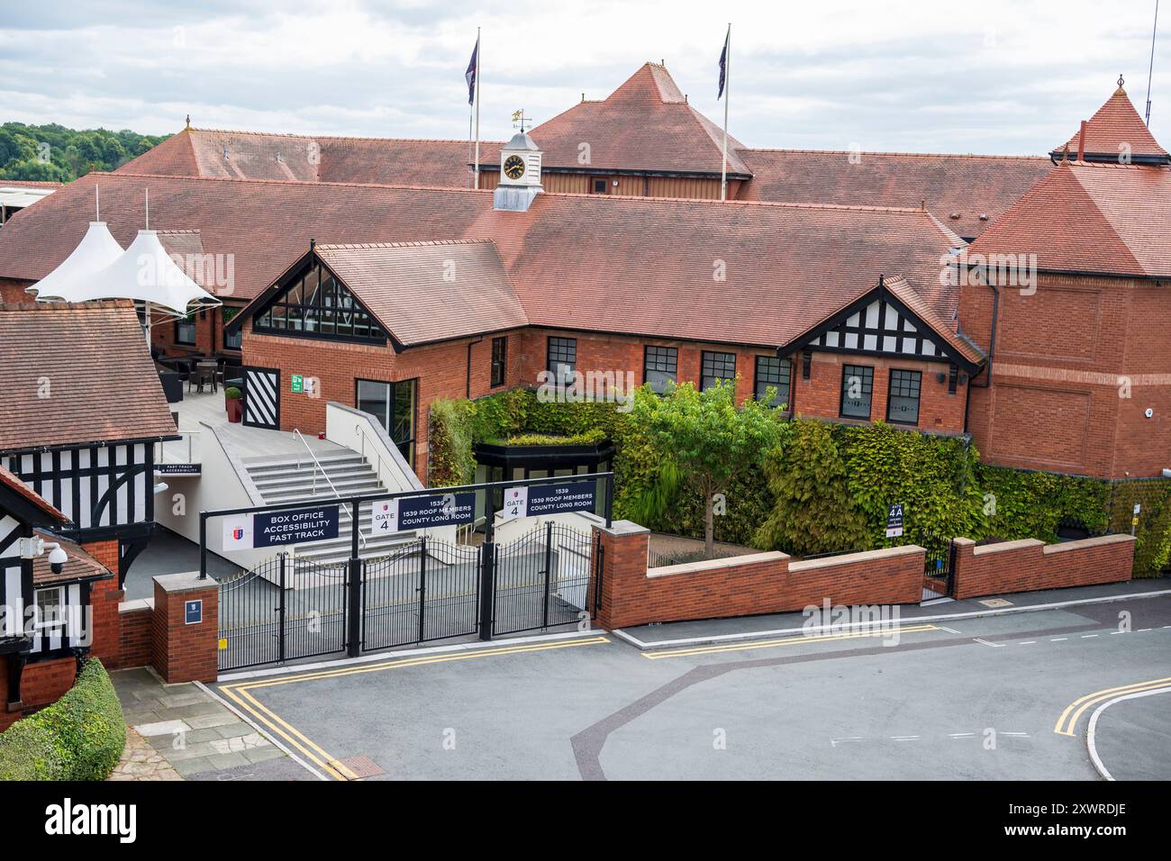 Historic building with red brick and timber architecture, featuring a ...
