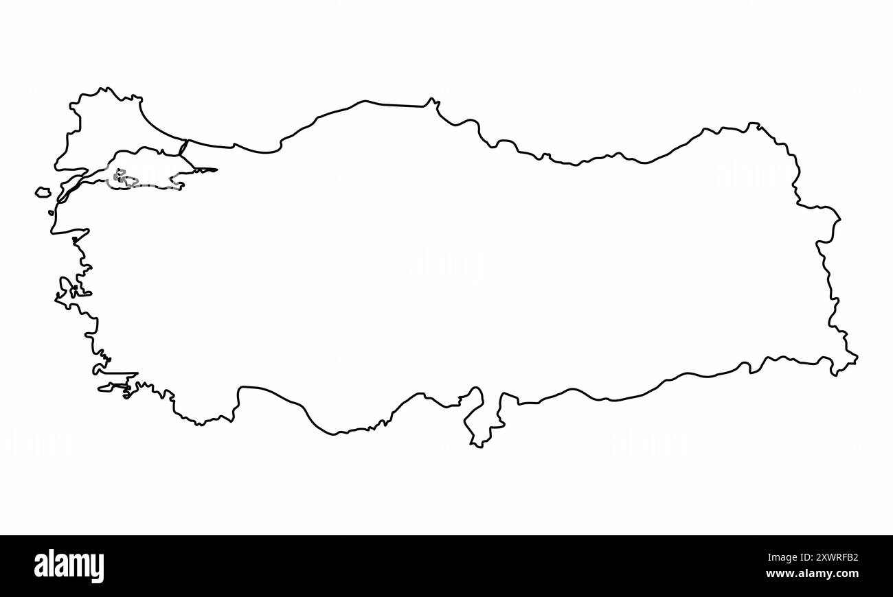Turkey outline map isolated on white background Stock Vector Image ...