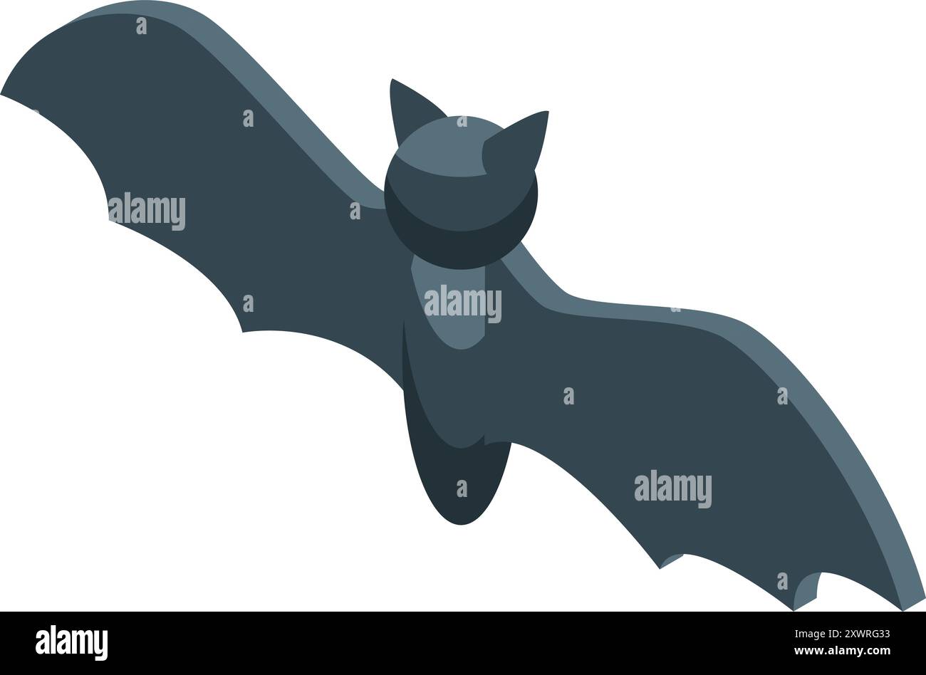 Black bat spreading its wings is flying in this isometric view Stock ...