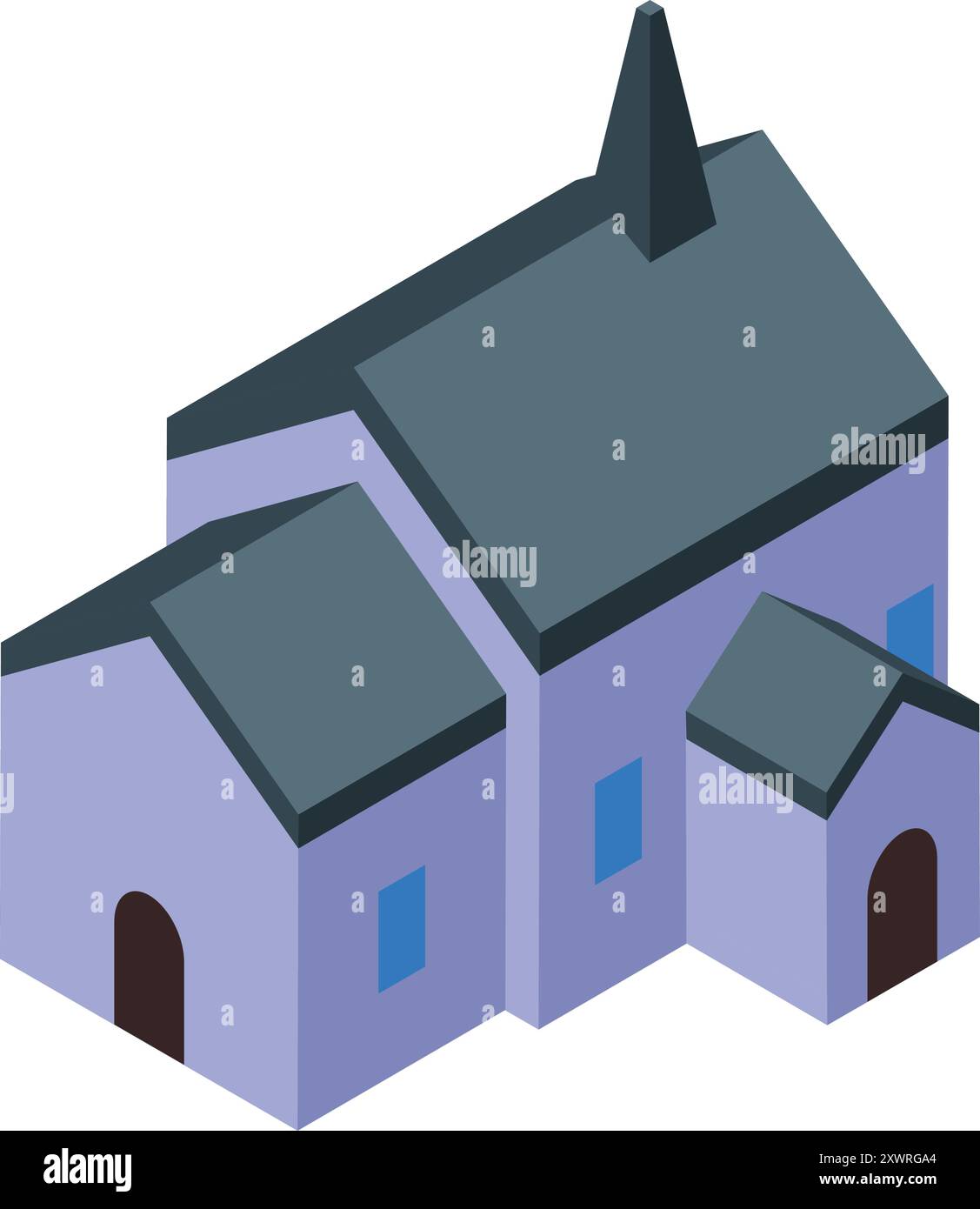 Isometric view of a church building, symbolizing faith, worship, and ...
