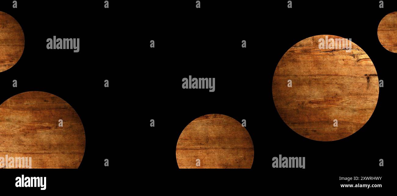 Fragment of a photo of an old rustic wooden floor. Circle shape. Cut ...