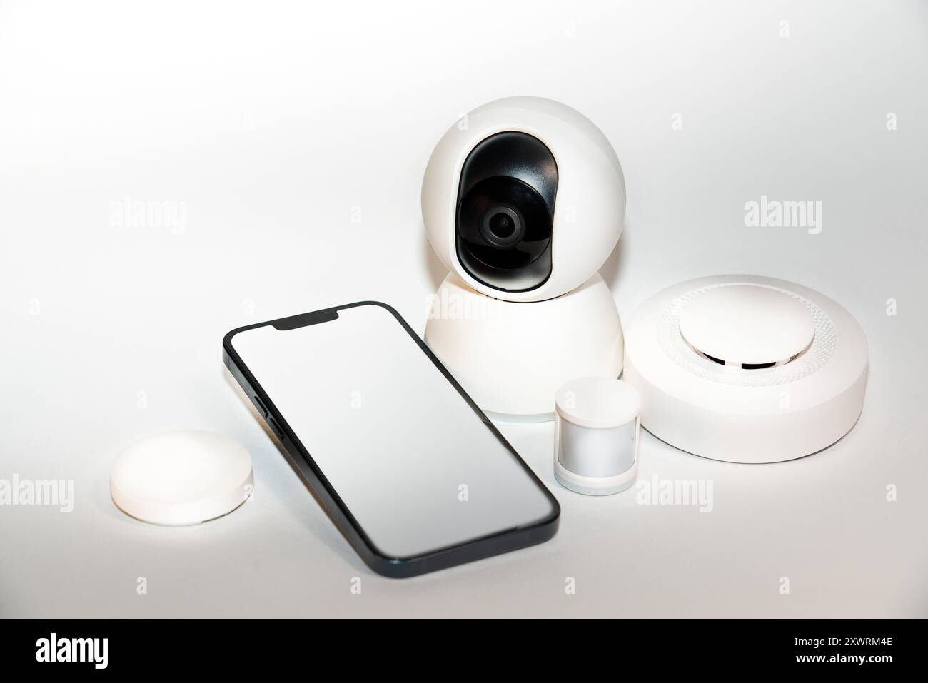 Smart phone blank screen remote control. Home monitoring security Stock ...