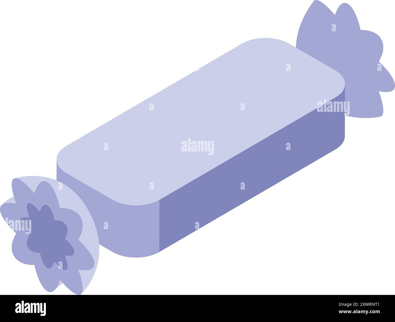 Isometric icon of a wrapped rectangular chocolate bar with folded foil ...