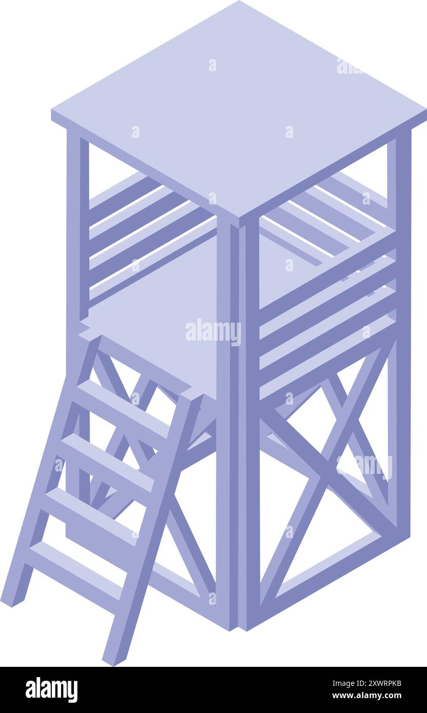 Simple wooden watch tower with a ladder leading up to a small enclosed ...