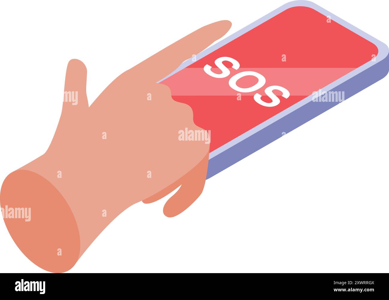 Hand is pushing sos button on smartphone screen, emergency call concept ...