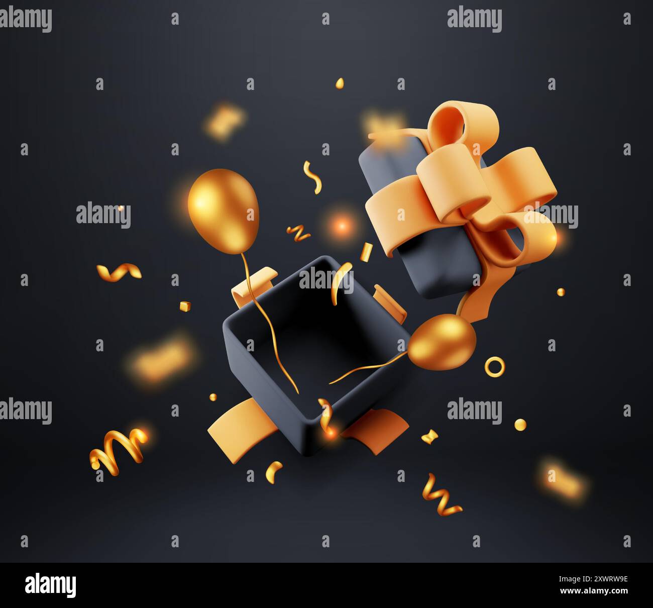 3D open gift box with golden confetti Stock Vector Image & Art - Alamy