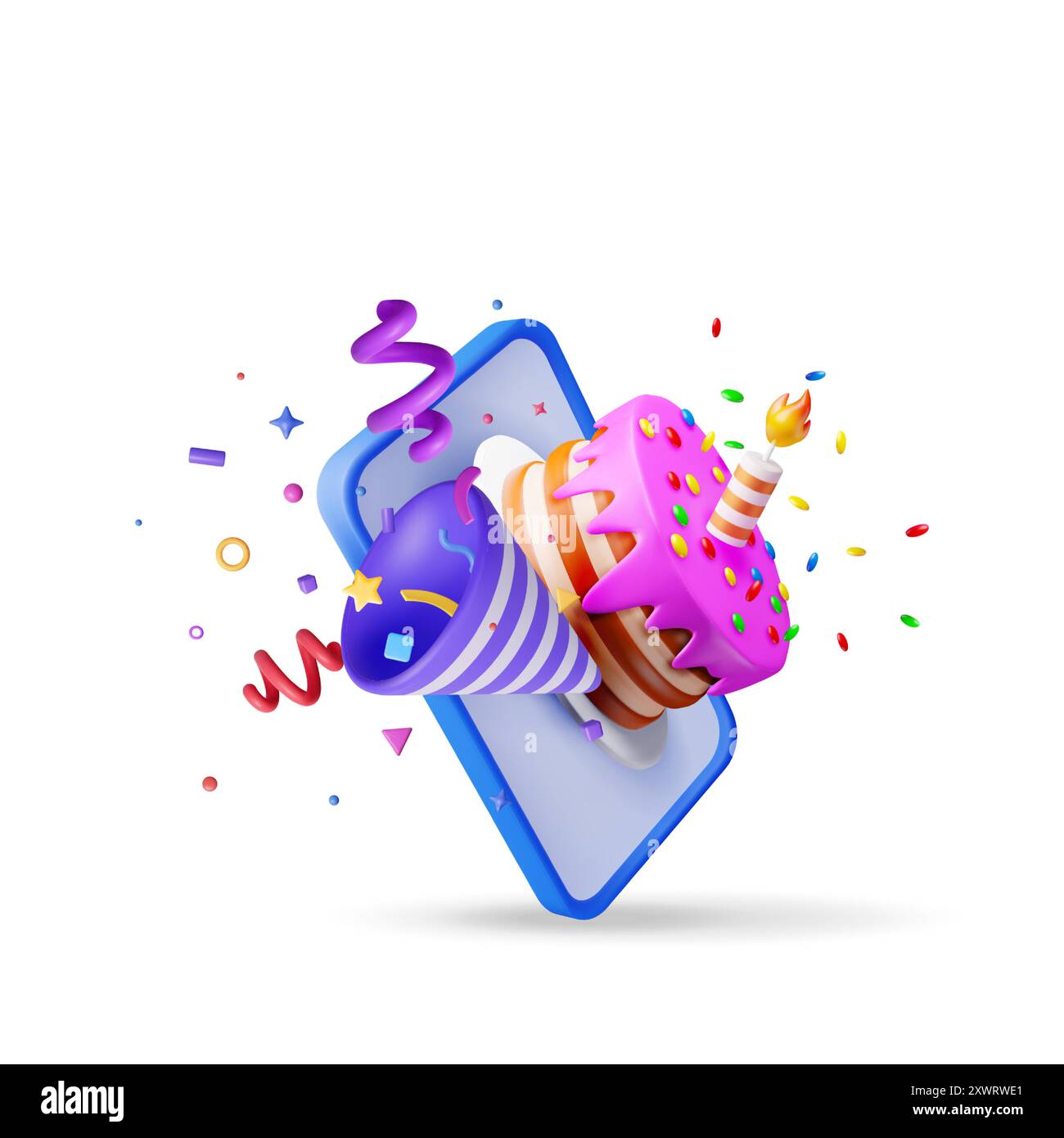 3d smartphone with cake hi-res stock photography and images - Alamy