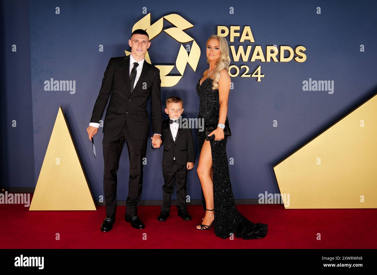 Phil foden, rebecca cooke and son ronnie foden arrive for the 2024 pfa ...