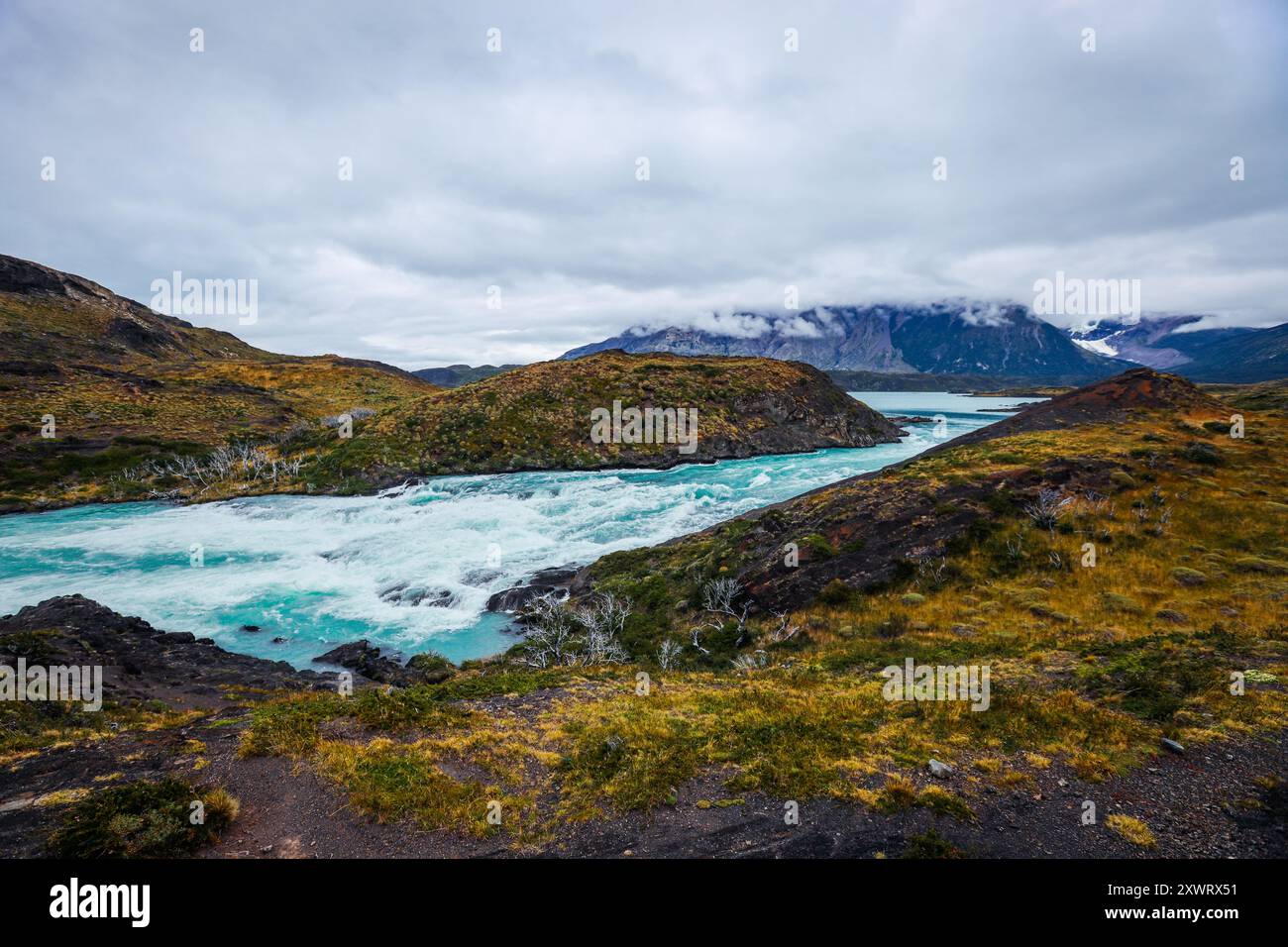 Aerial View to the Salto Grande waterfall on the Paine River in the ...
