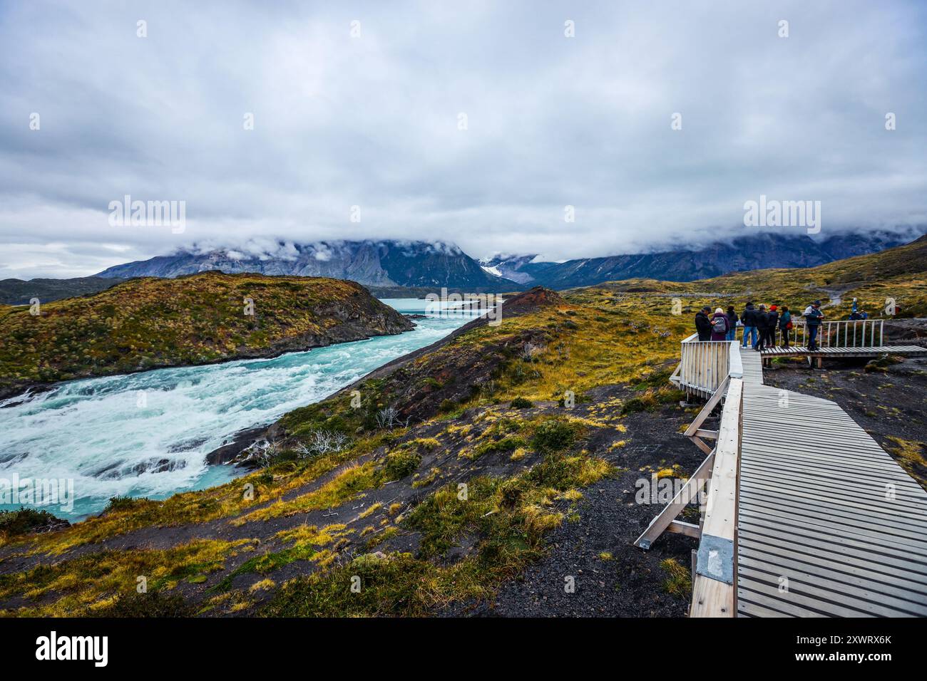 Aerial View to the Salto Grande waterfall on the Paine River in the ...