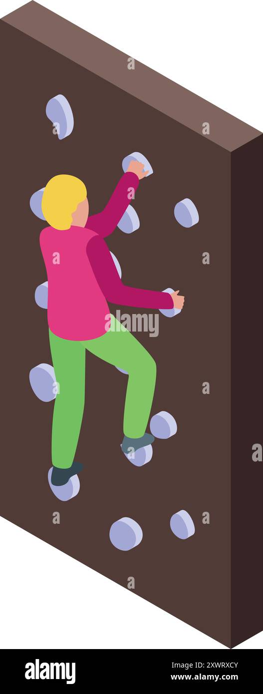 Young athletic man is climbing a climbing wall, using his strength and ...