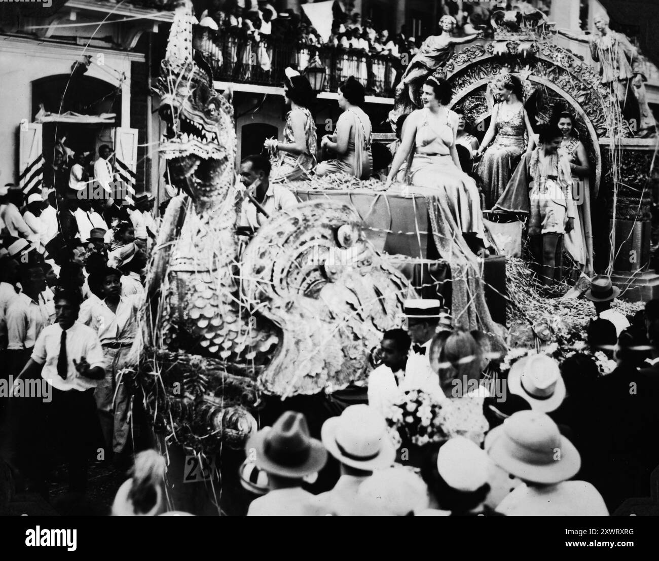 A carnival float makes its way down the main street in Panama City ...