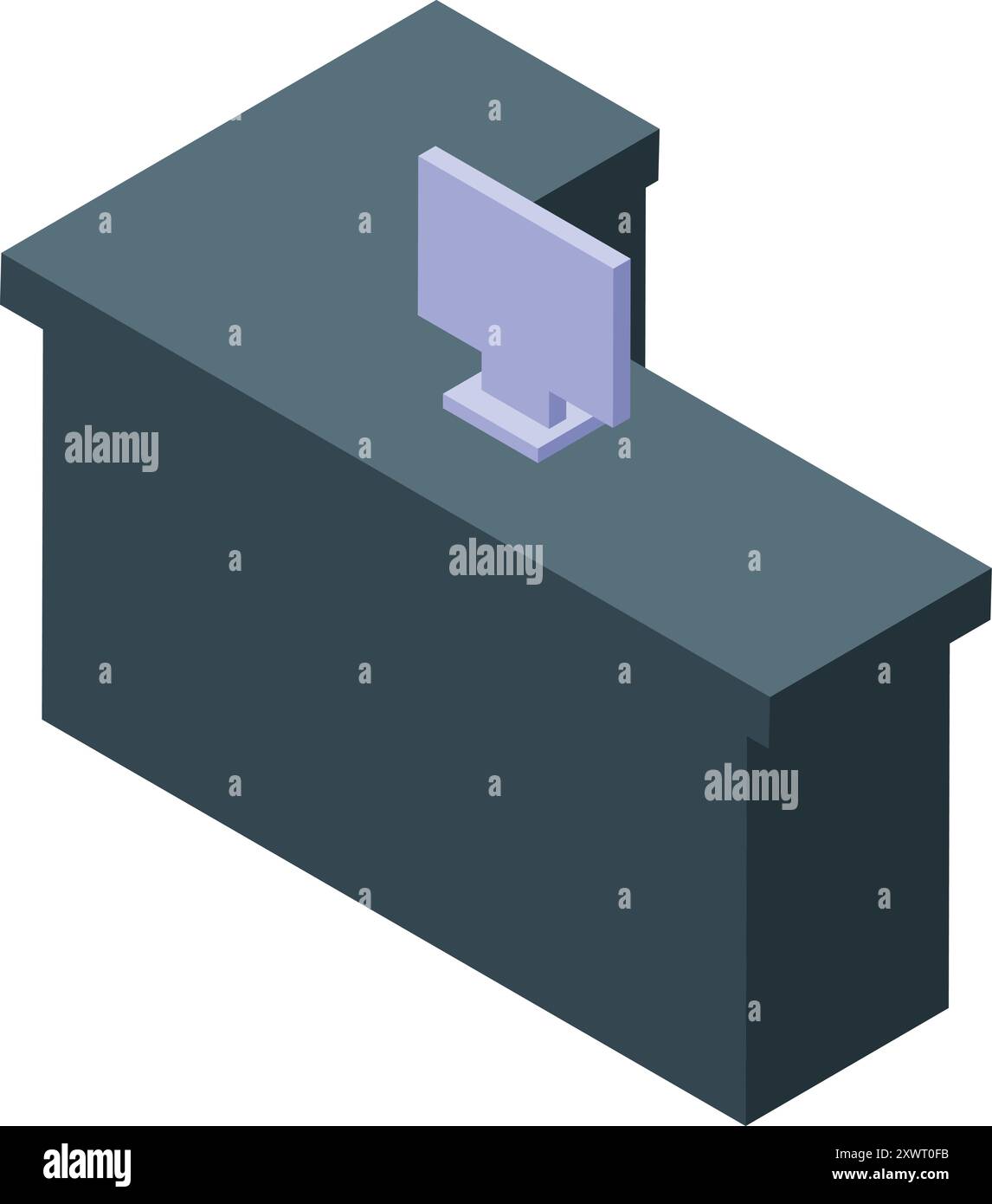 Reception desk with computer standing in office room Stock Vector Image ...