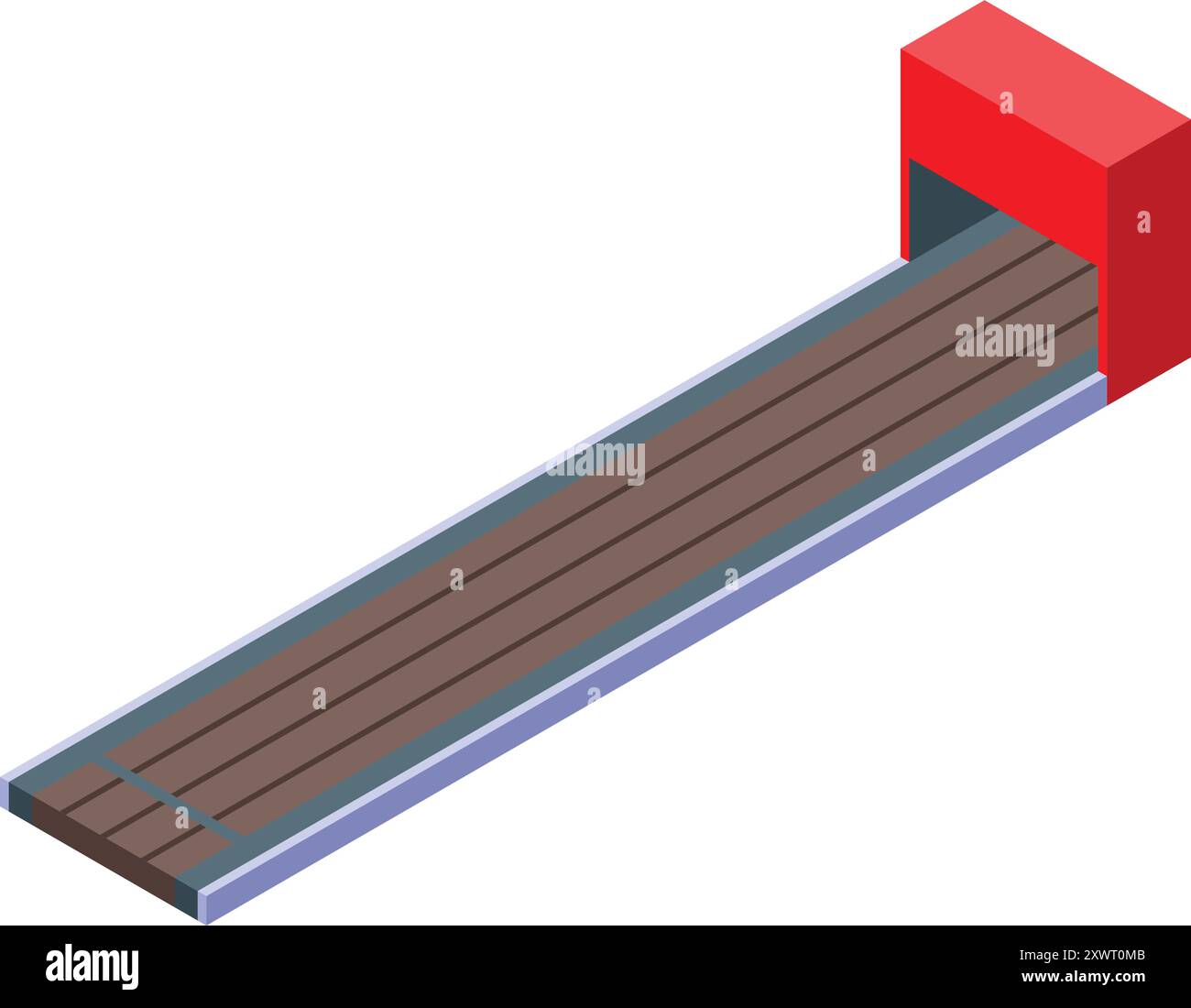 Bowling lane with ball return system is waiting for the first bowling ...