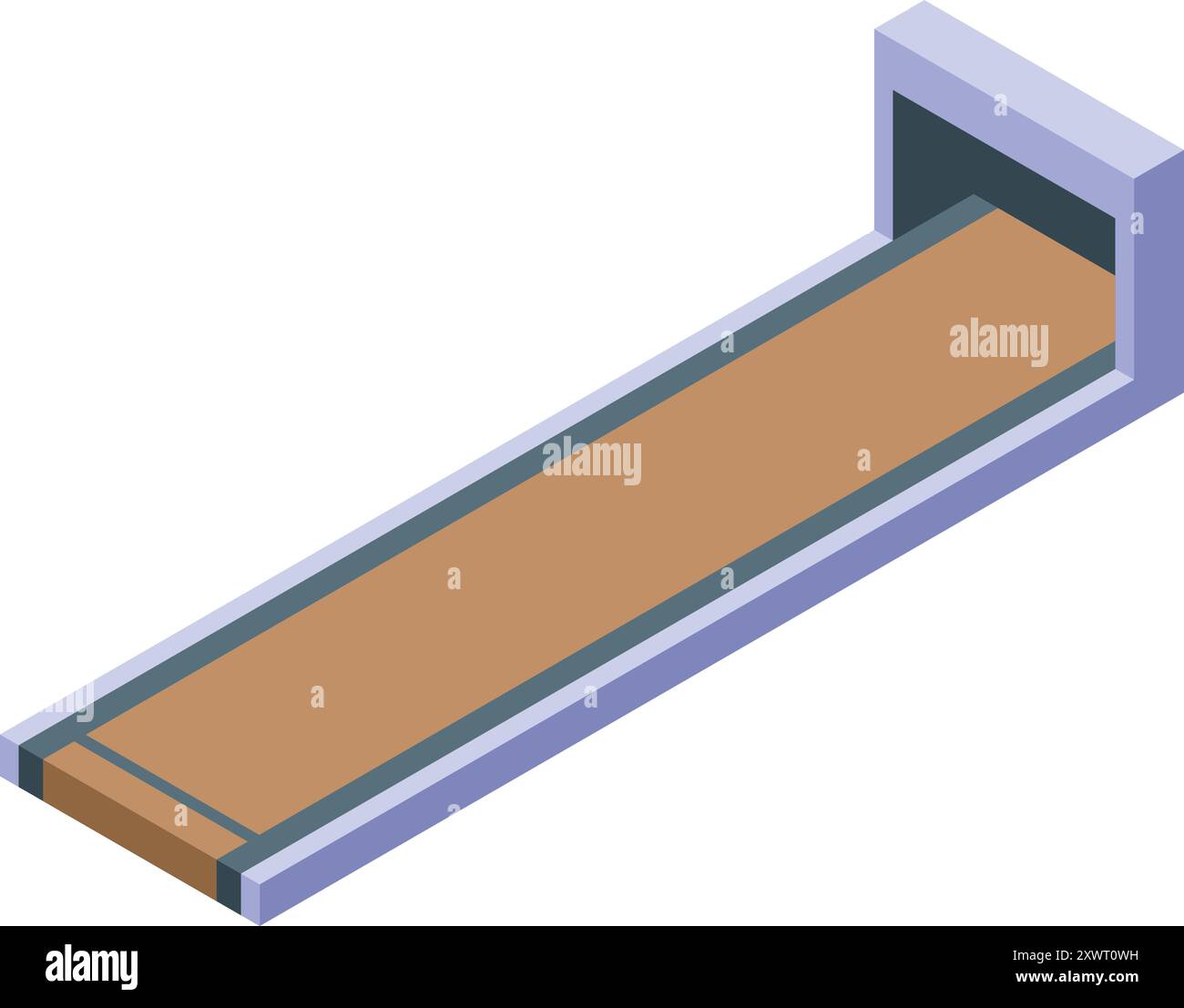 Bowling lane with pin return system is an empty isometric illustration ...