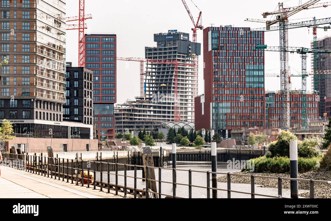 Hamburg, Germany. 20th Aug, 2024. View of the Elbtower construction ...
