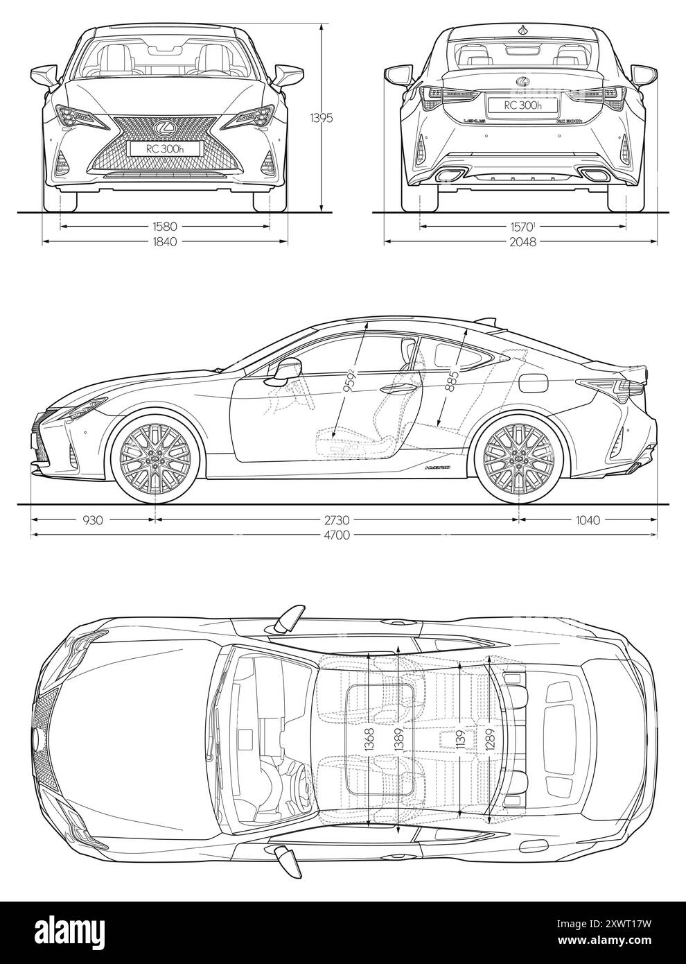 Lexus RC 2019 Car Blueprint Stock Vector Image & Art - Alamy