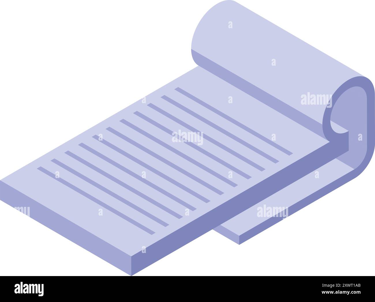Isometric icon of a notepad with a curled corner showing lined paper ...