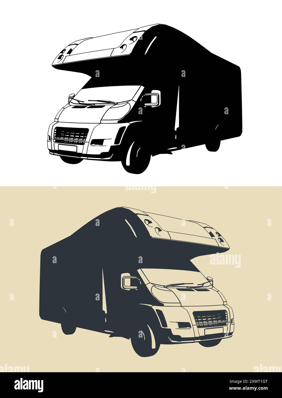 Stylized vector illustrations of a camper van Stock Vector Image & Art ...