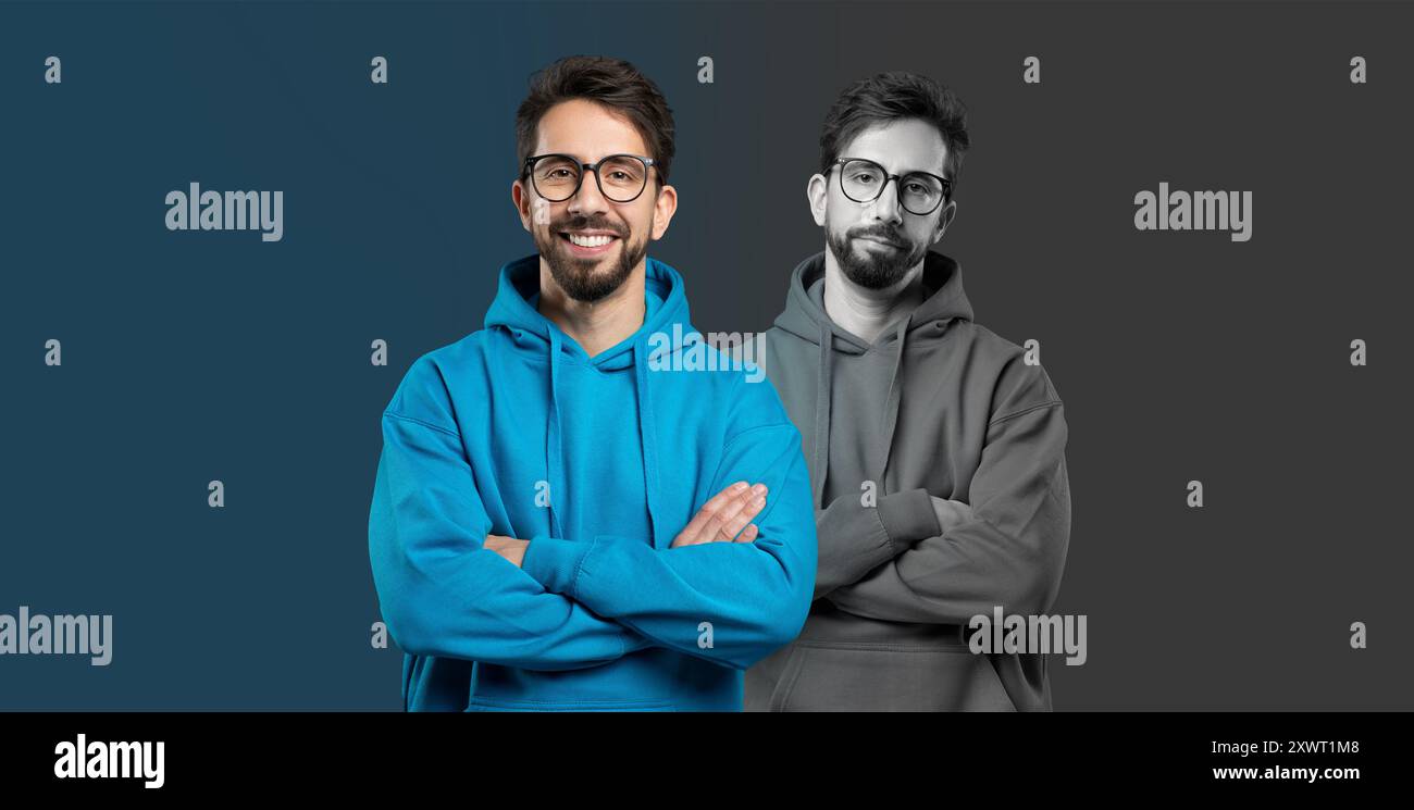 Stylish man confidently poses against hi-res stock photography and ...