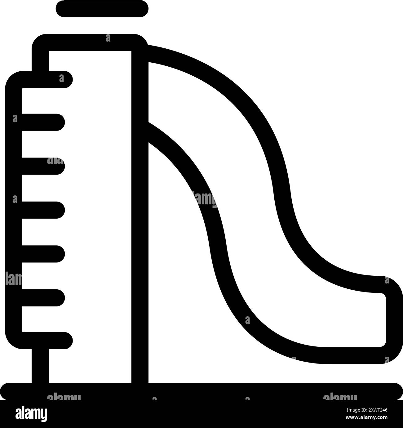 Simple line art icon depicting a playground slide, evoking childhood ...