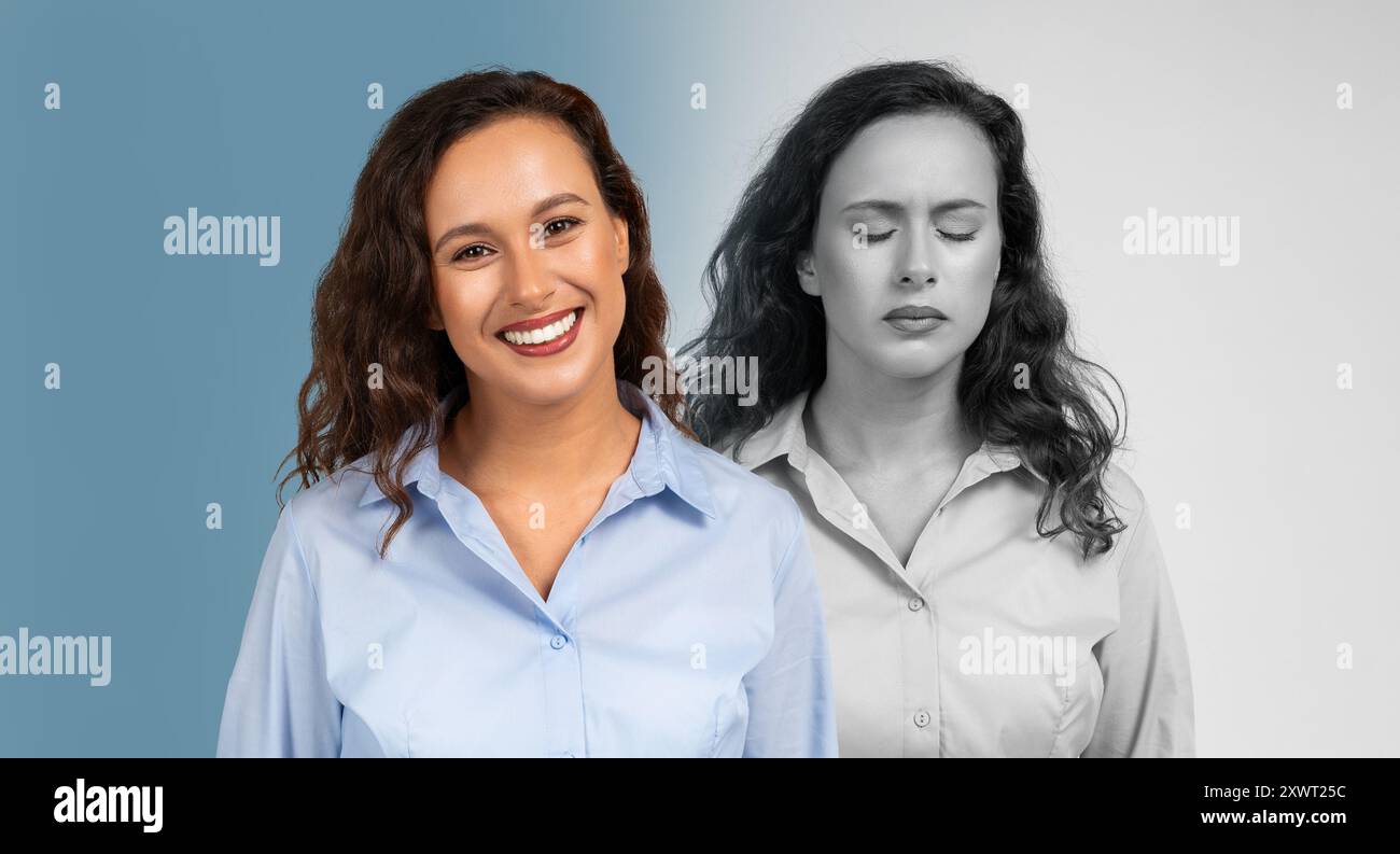 Expression of Joy and Contrast in Emotion Displayed by Woman Stock ...