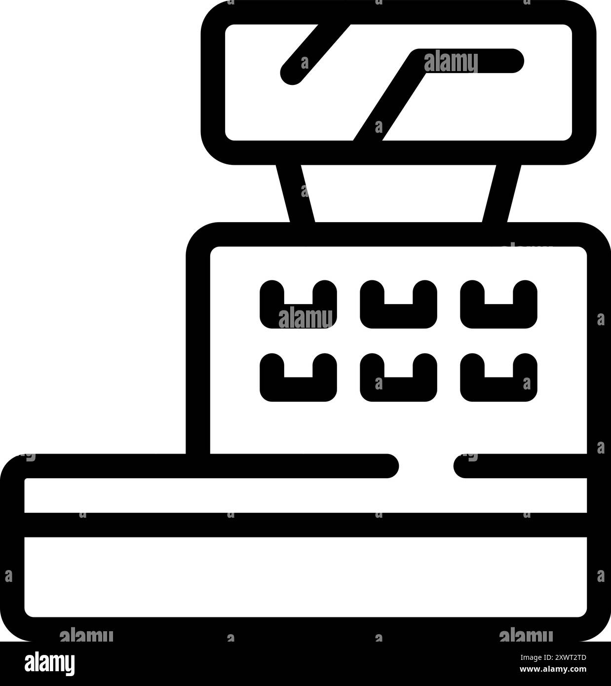 Simple icon of a cash register with buttons and a digital display Stock ...