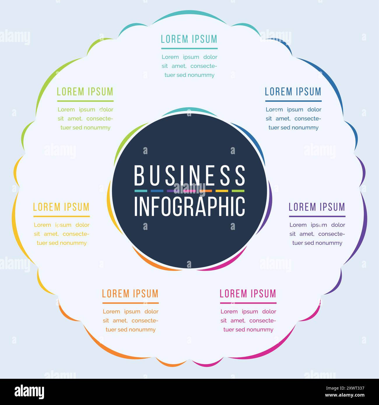 Circle Infographic design 7 steps, objects, elements or options ...