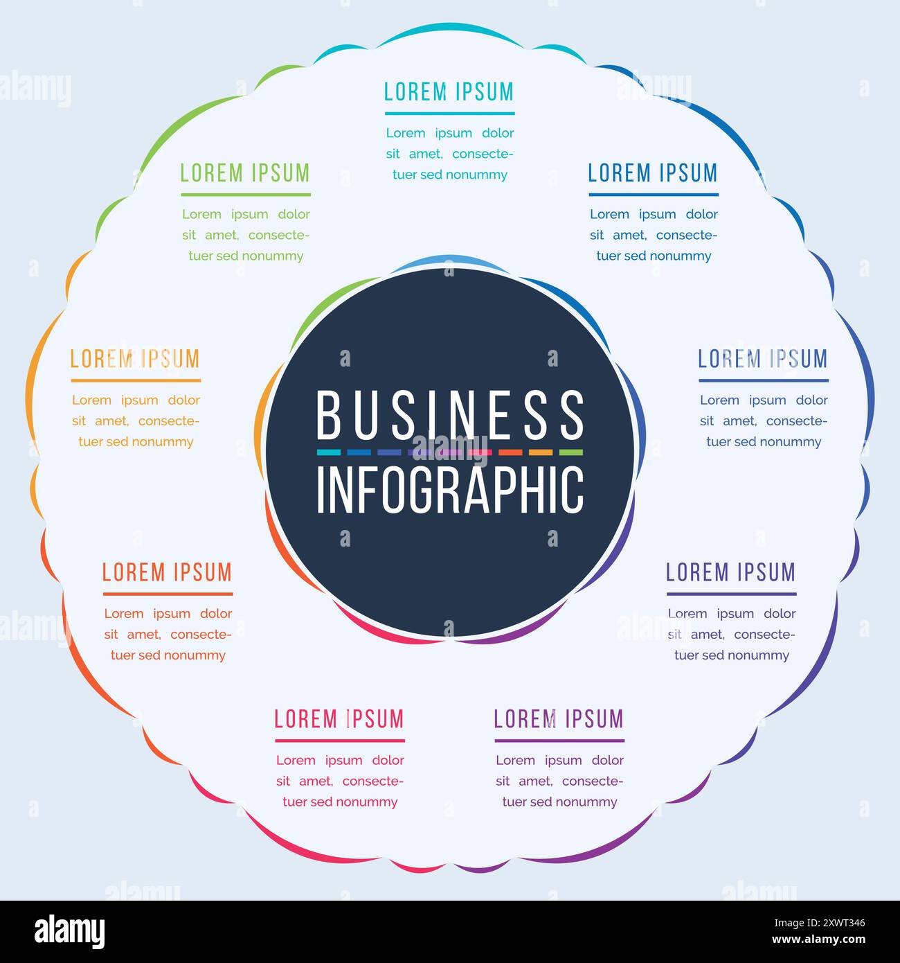 Circle Infographic design 9 steps, objects, elements or options infographic business template ...