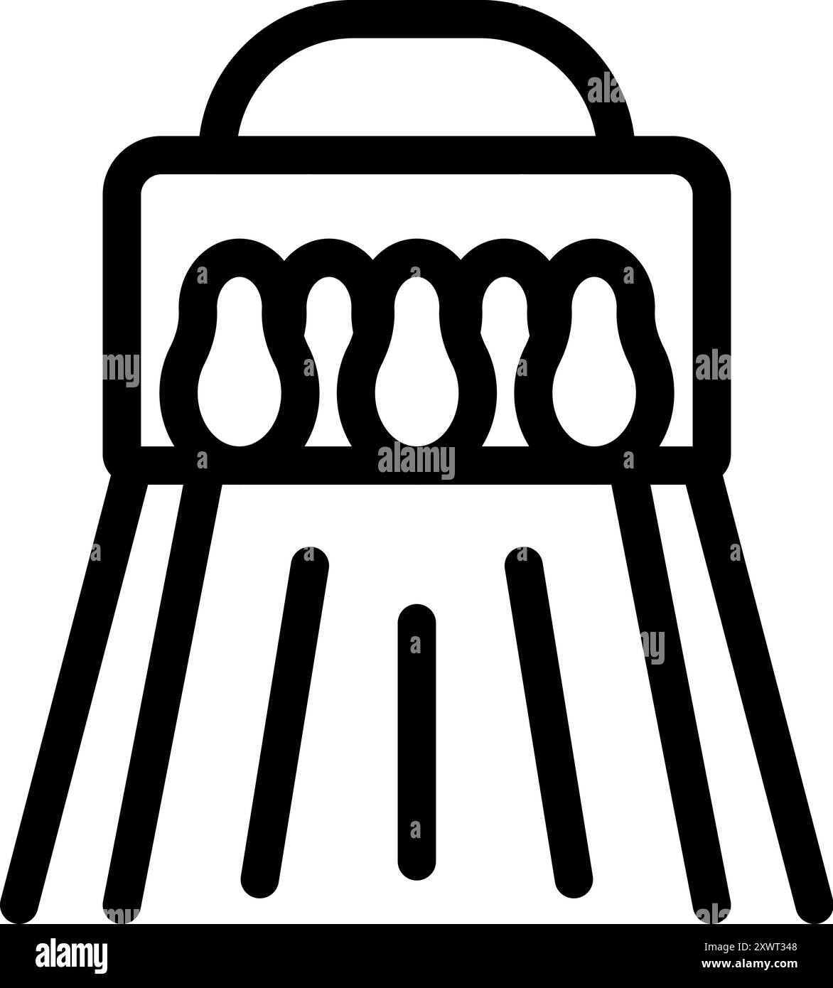 Bowling ball returning system launching bowling pins, simple black and ...