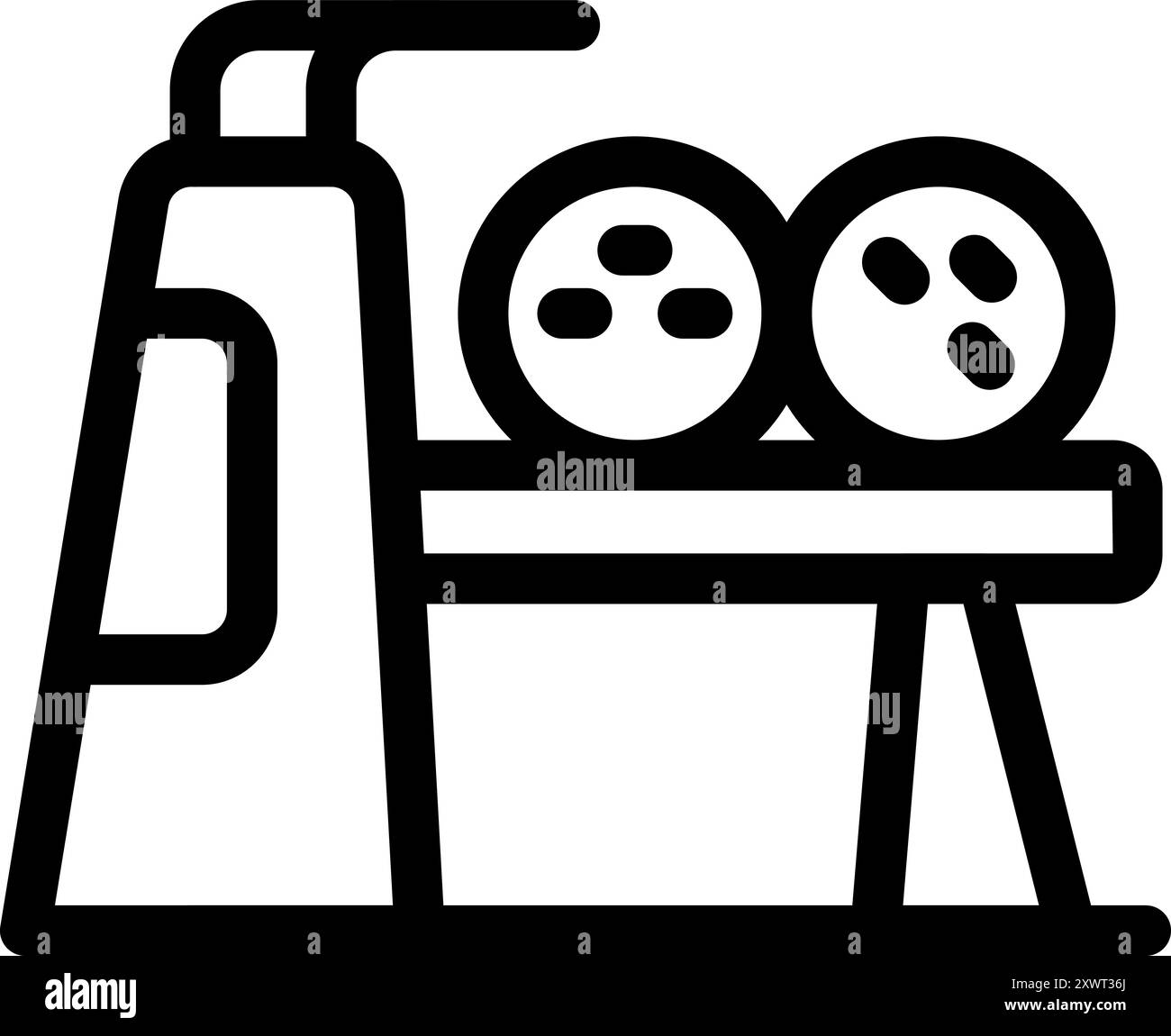 Outline icon of an industrial food machine processing line used in food ...