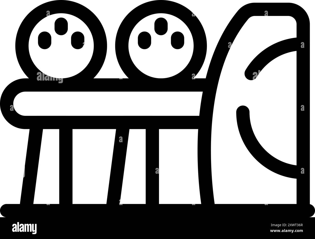 Line art vector icon of a bowling ball return machine holding two ...