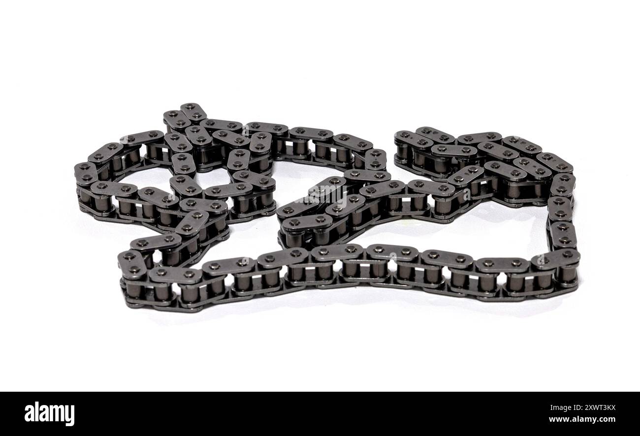 Car timing chain on white Stock Photo - Alamy