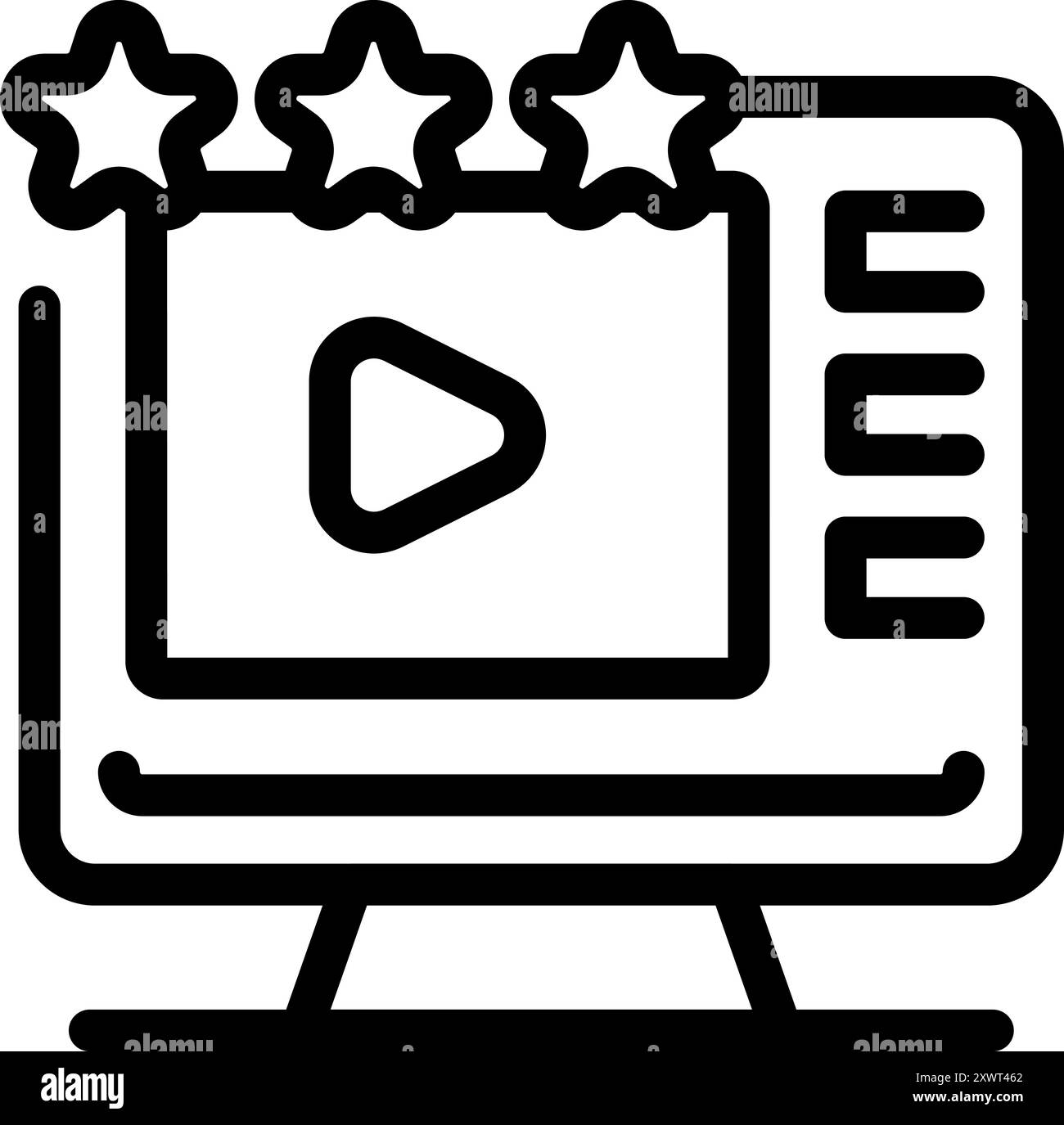 Desktop computer is displaying a video player with a five star rating ...