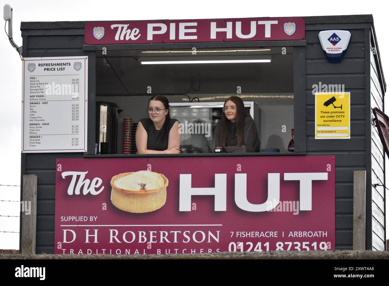 Awaiting customers at The Pie Hut within Gayfield Stadium, home of ...