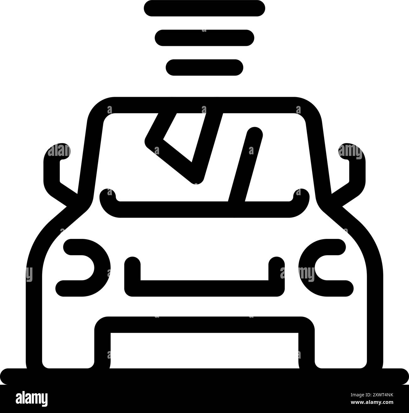 Black outline icon of a car windshield being cleaned by a windscreen wiper Stock Vector Image ...