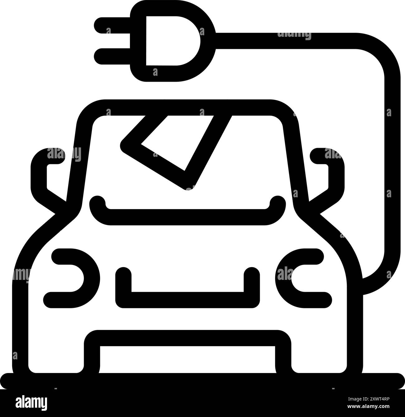 Line art icon of an electric car being charged with a power cable Stock ...
