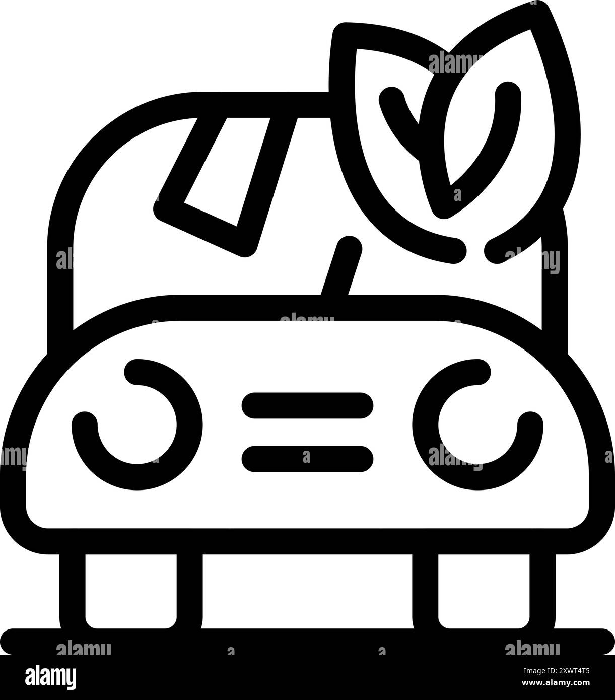 Simple line drawing representing an eco friendly car, symbolizing green ...