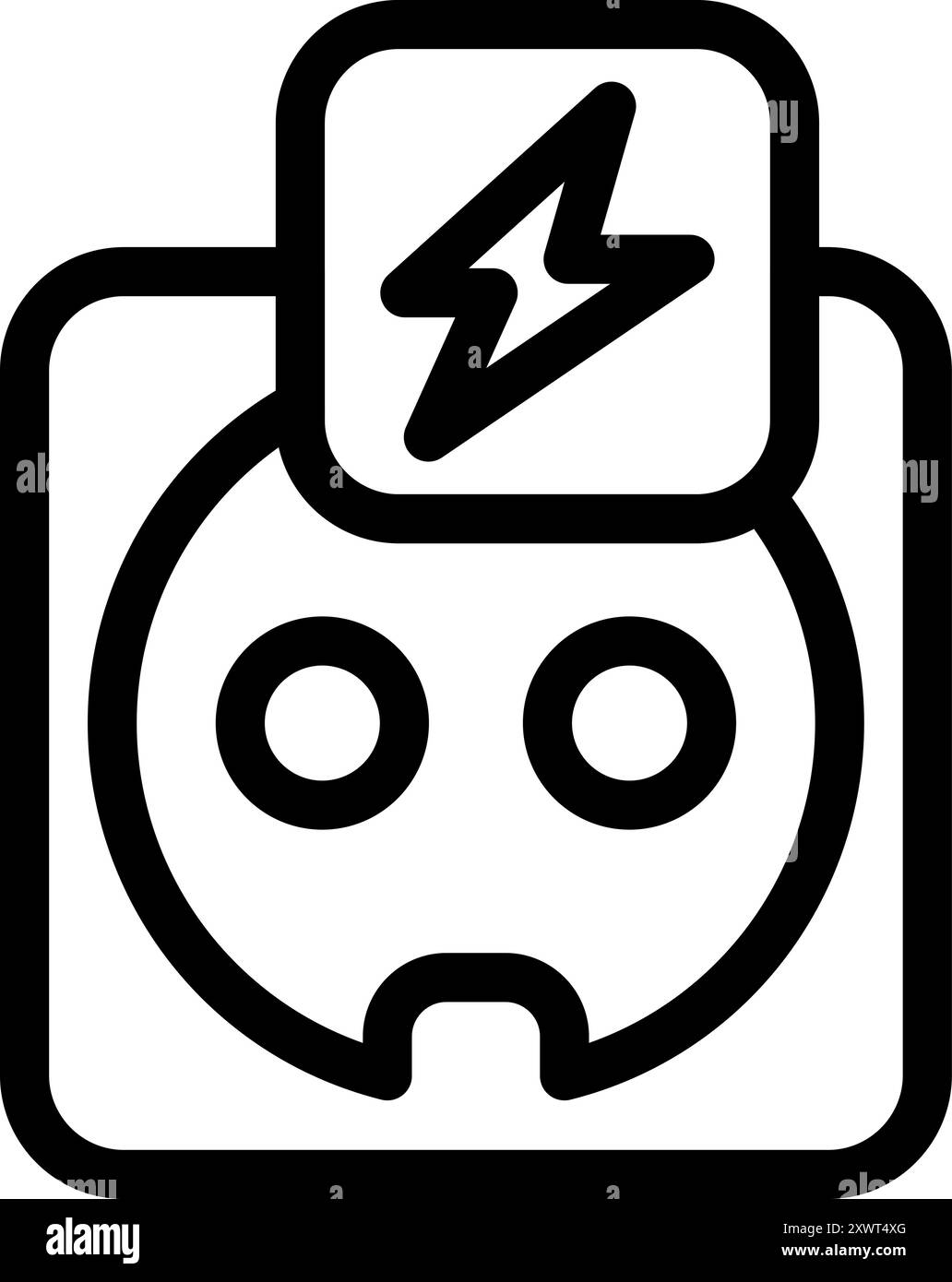 Simple line icon of a standard electric socket with a lightning bolt ...