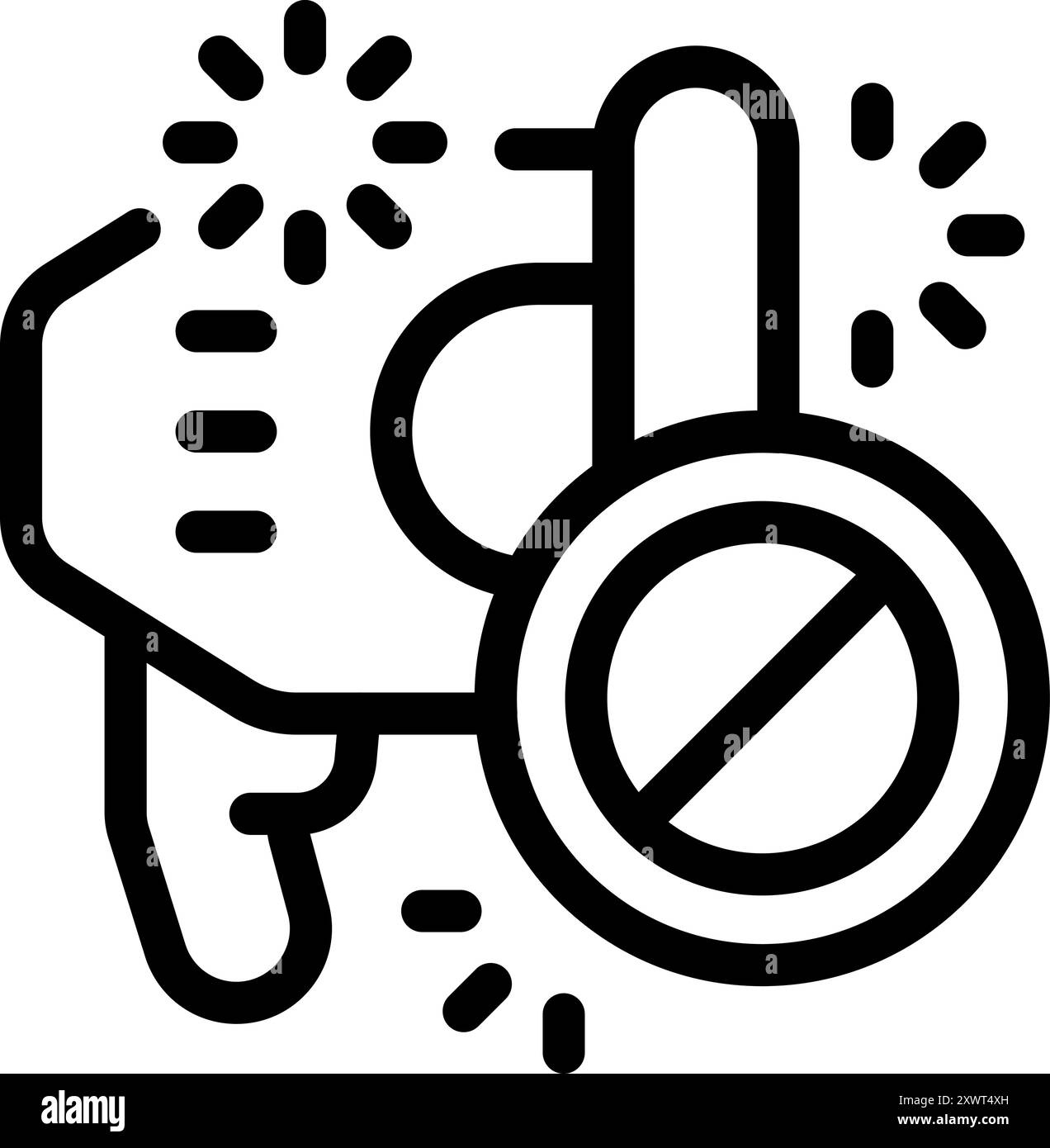 Black outline vector icon representing the prohibition to use a ...
