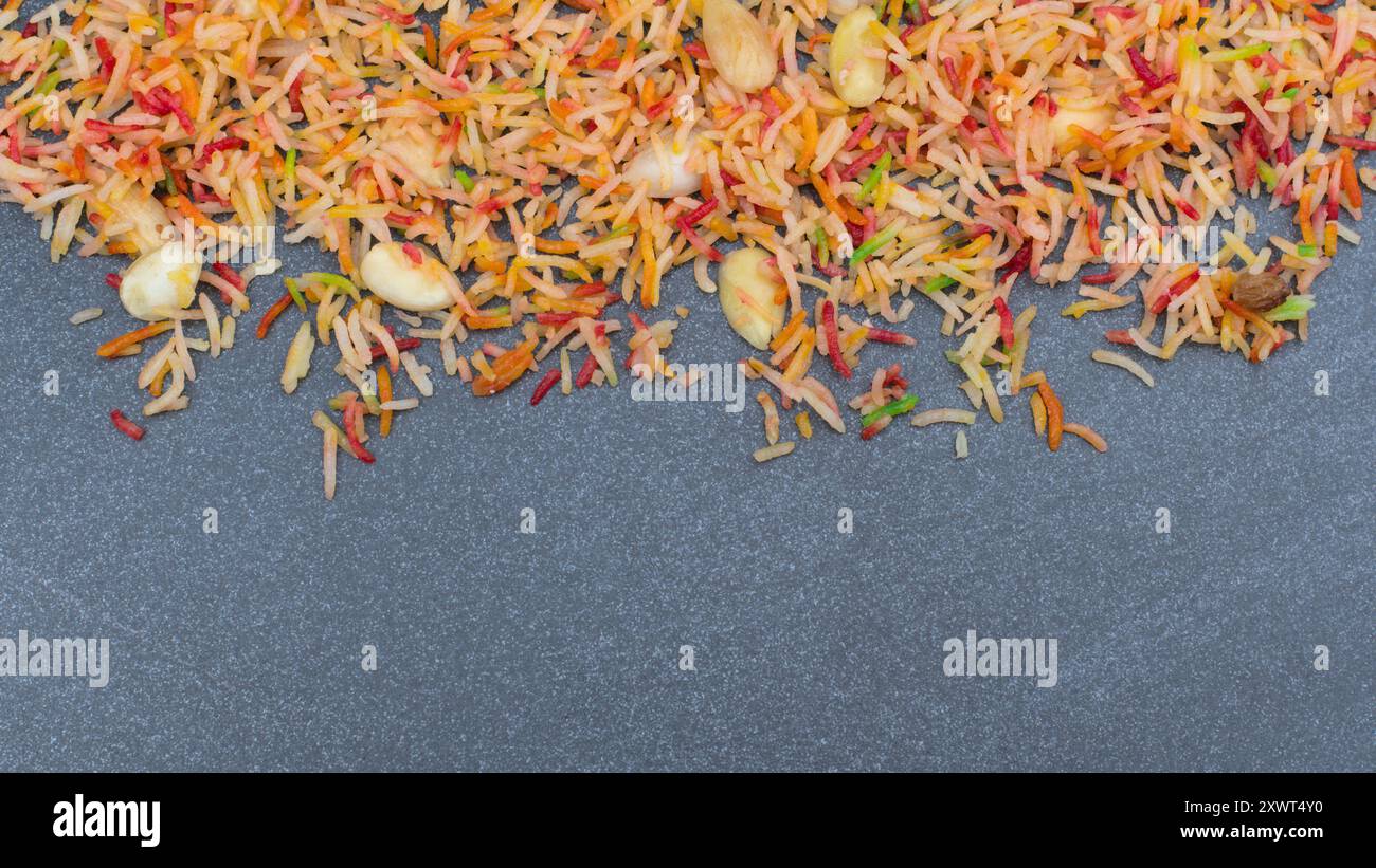 Colourful Asian Zarda rice on a grey background Stock Photo - Alamy