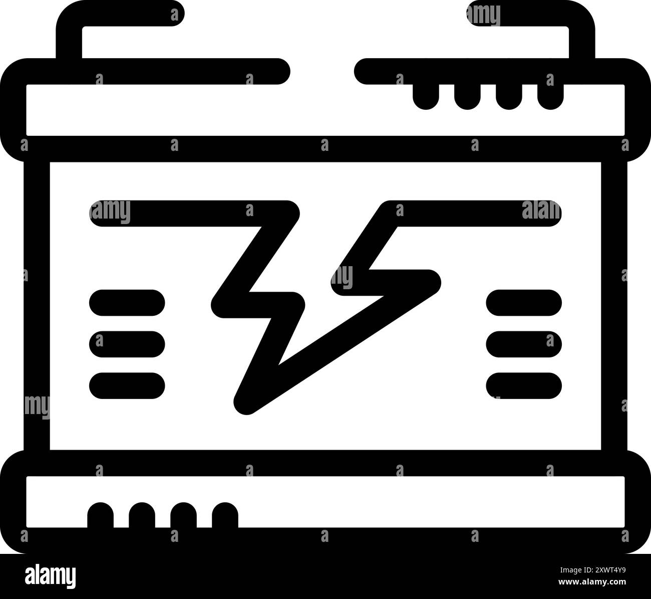 Simple icon of a car battery, storing energy and providing electrical ...