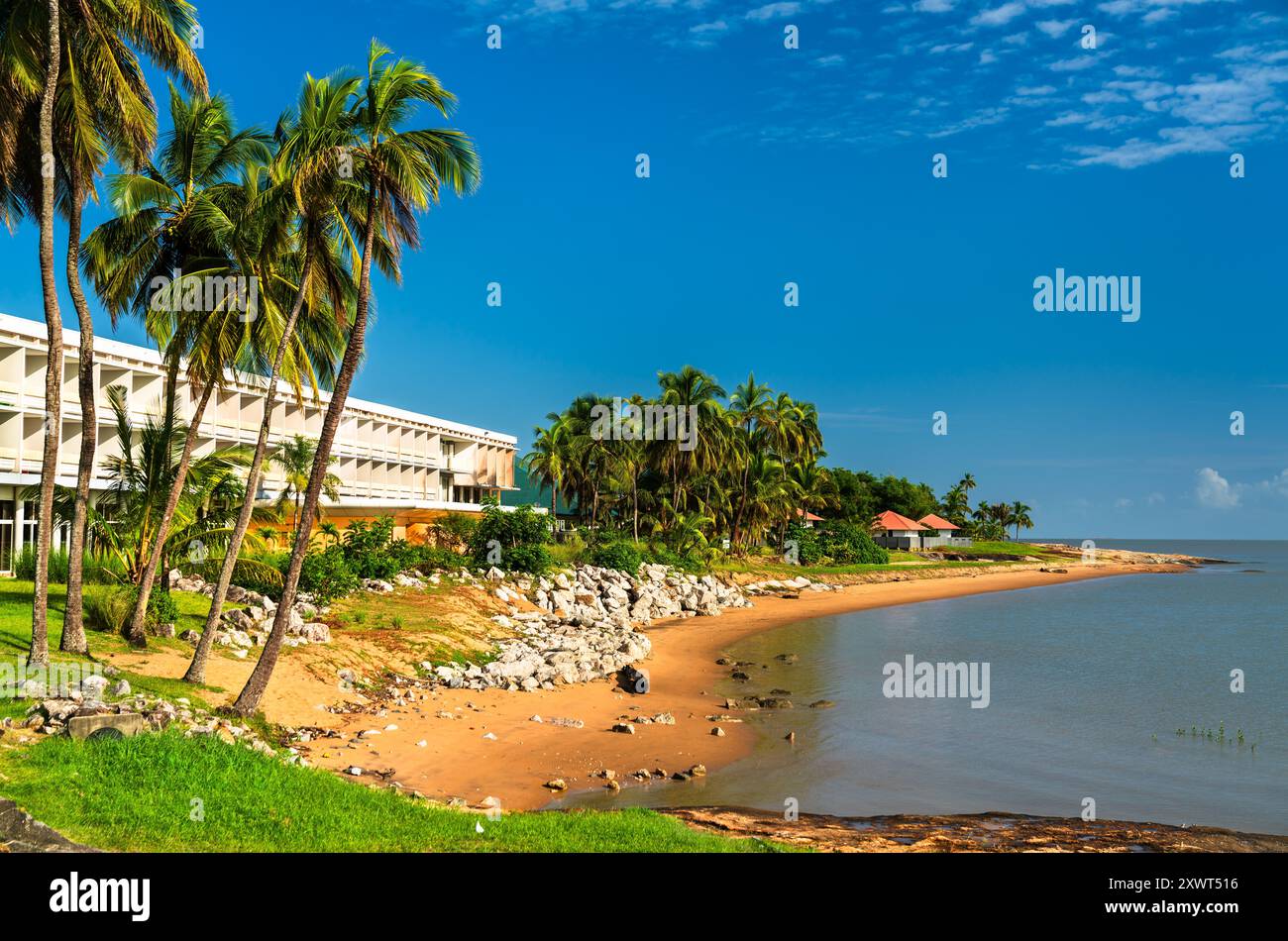 Tropical beach resort in Kourou - French Guiana, South America Stock ...